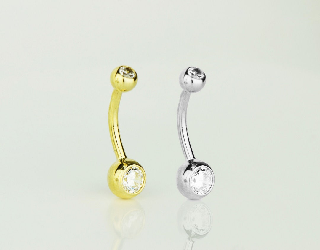 14k Solid Yellow or White Gold Belly Button Ball Screw Body - Etsy