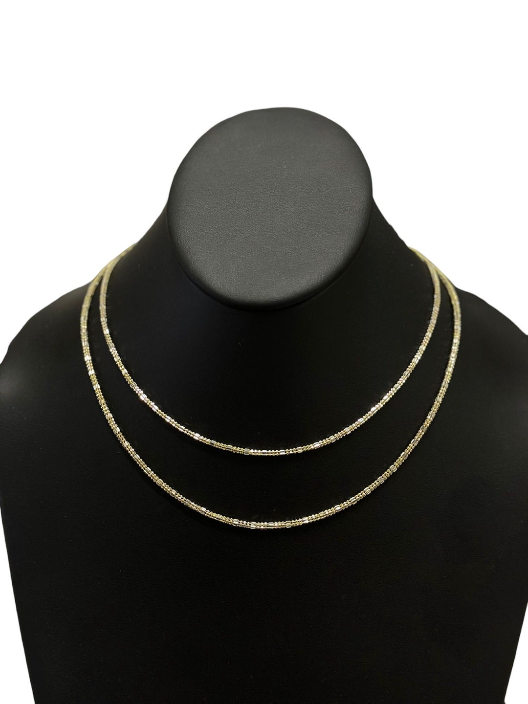 10k Real Gold Diamond Cut Ice Link Chain Necklace 16, 18, 20, 22 ...