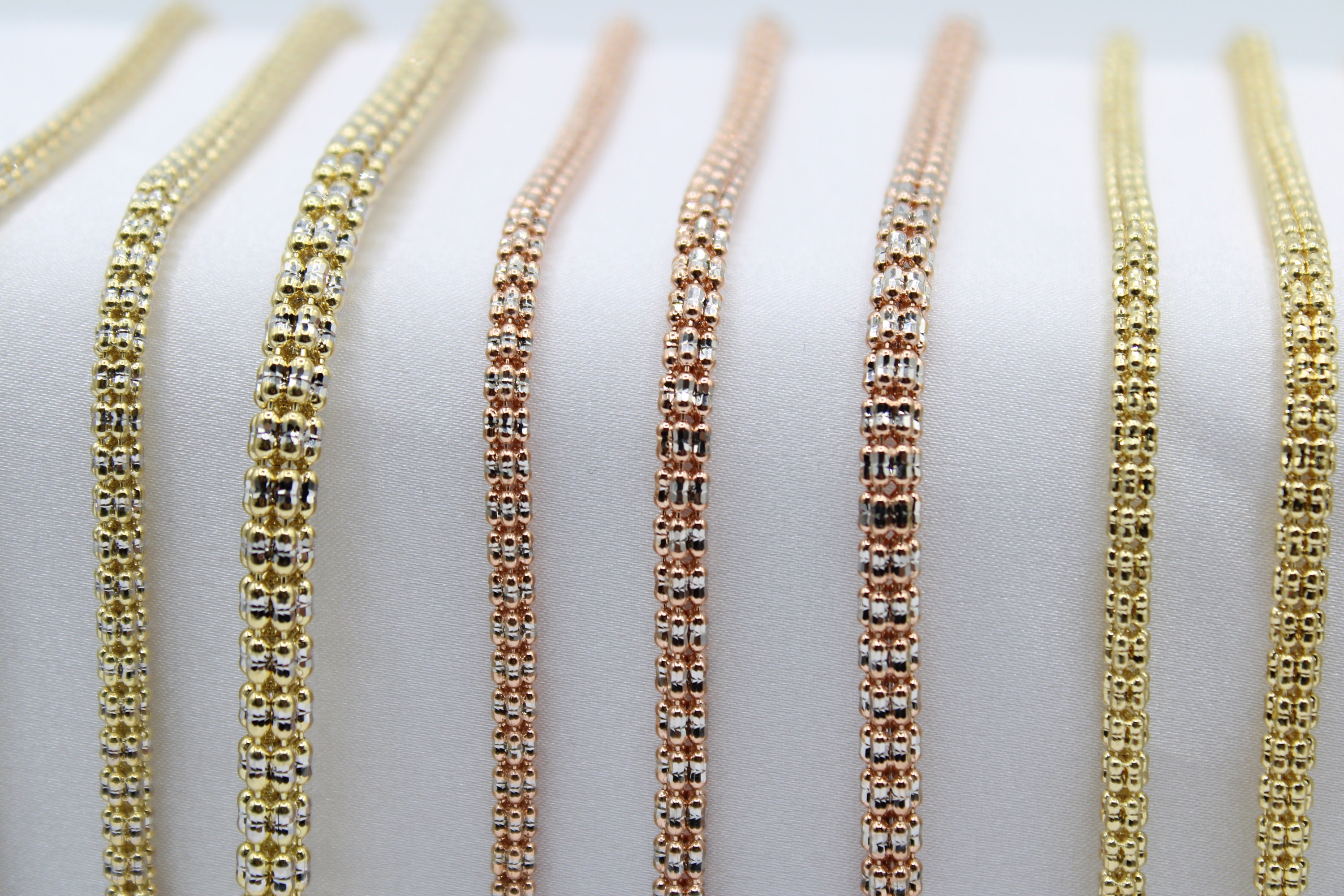 Diamond Cut Ice Link Two Tone Chain Real 10K Yellow White Gold - Etsy