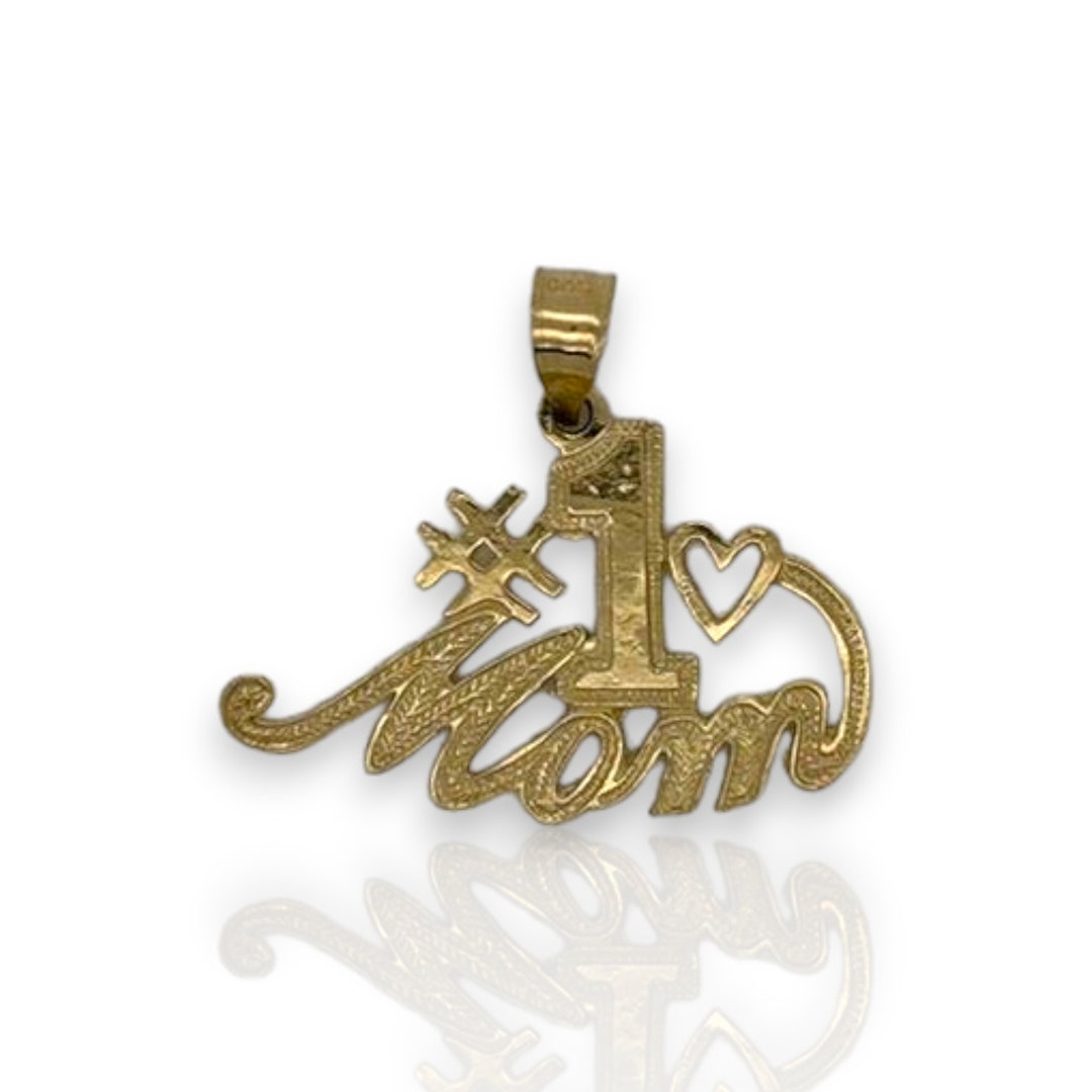 Mom "number 1" Cz Pendant - 14K Yellow Gold - Etsy