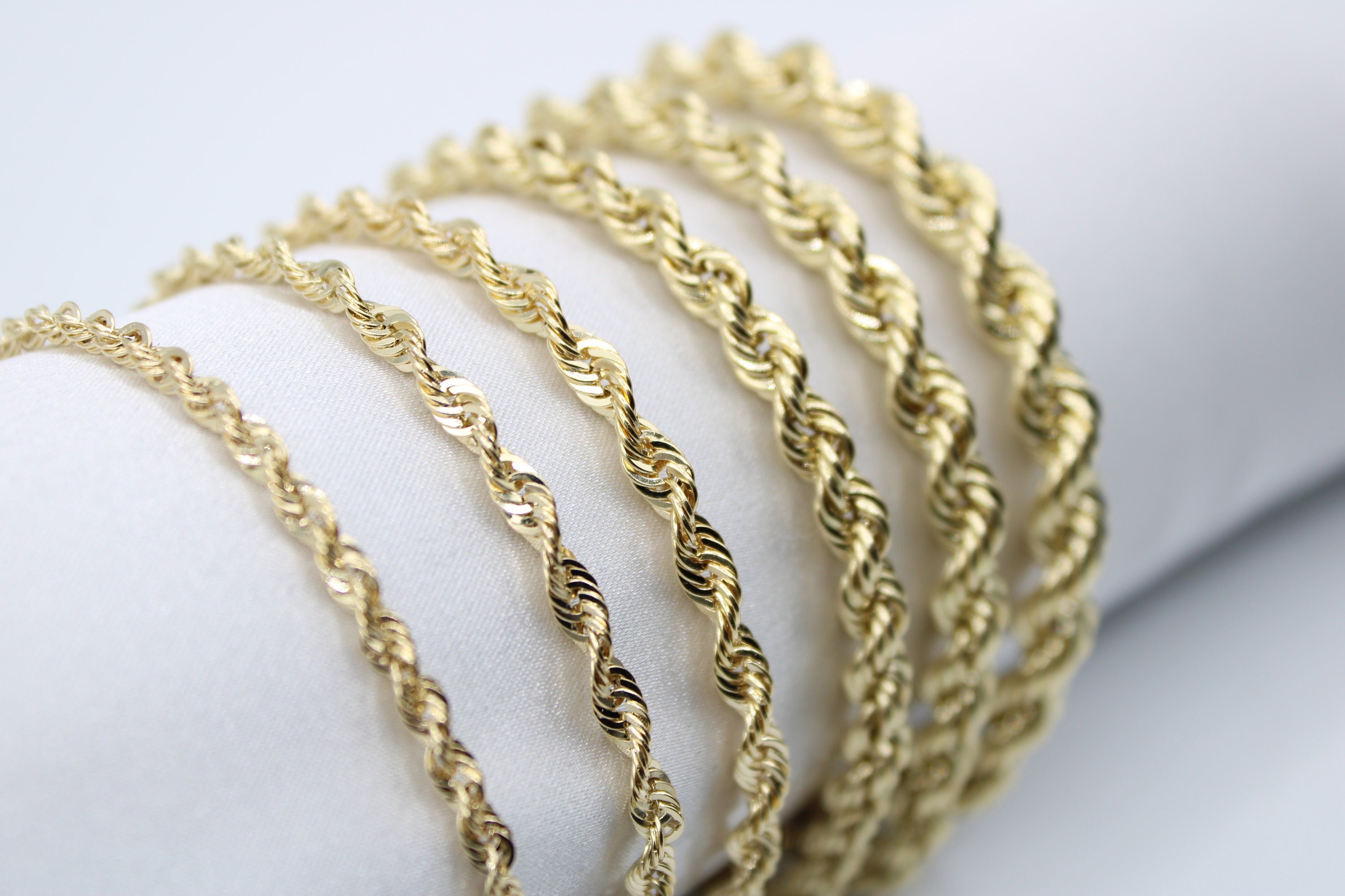 10K Gold Rope Chain Gold Rope Chain Bracelet 2mm 3mm 3.5mm - Etsy