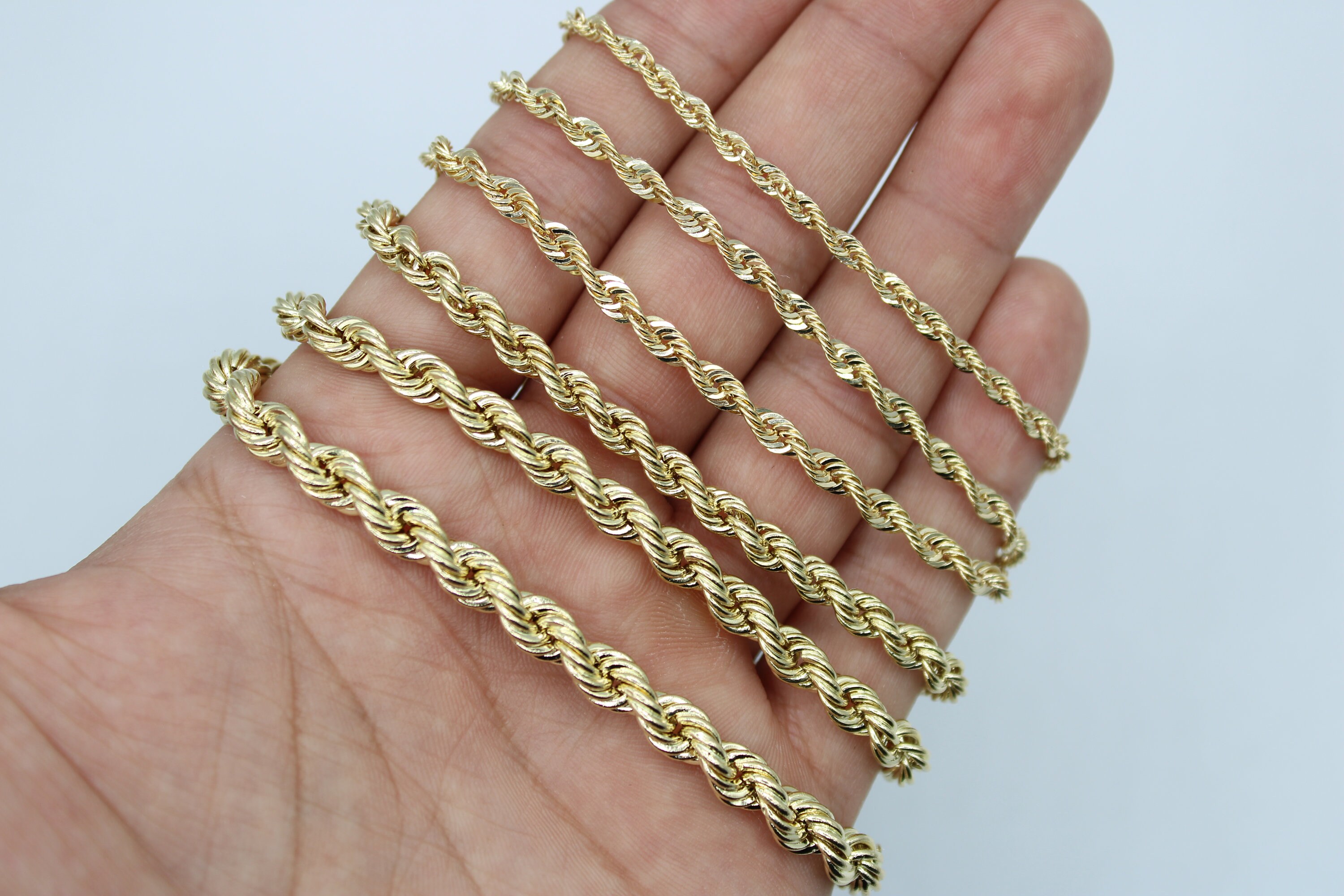 10K Gold Rope Chain Gold Rope Chain Bracelet 2mm 3mm 3.5mm - Etsy