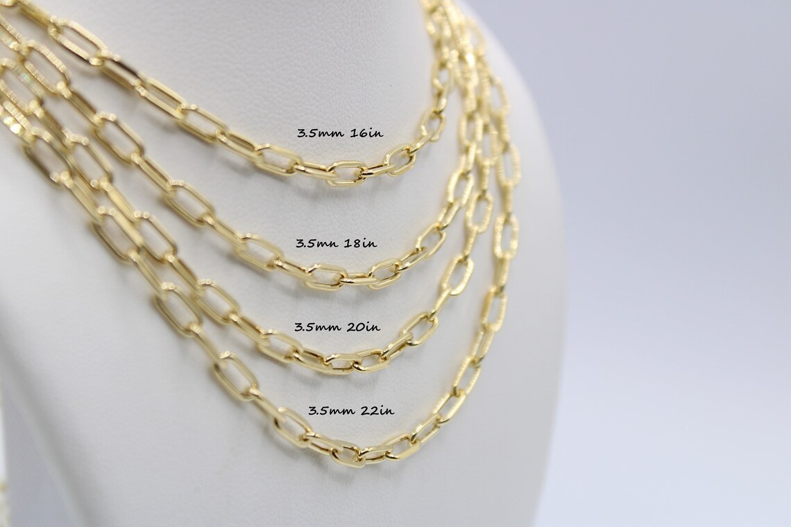 Solid 10K Gold Paperclip Chain 10K Solid Gold Open Link Paper - Etsy