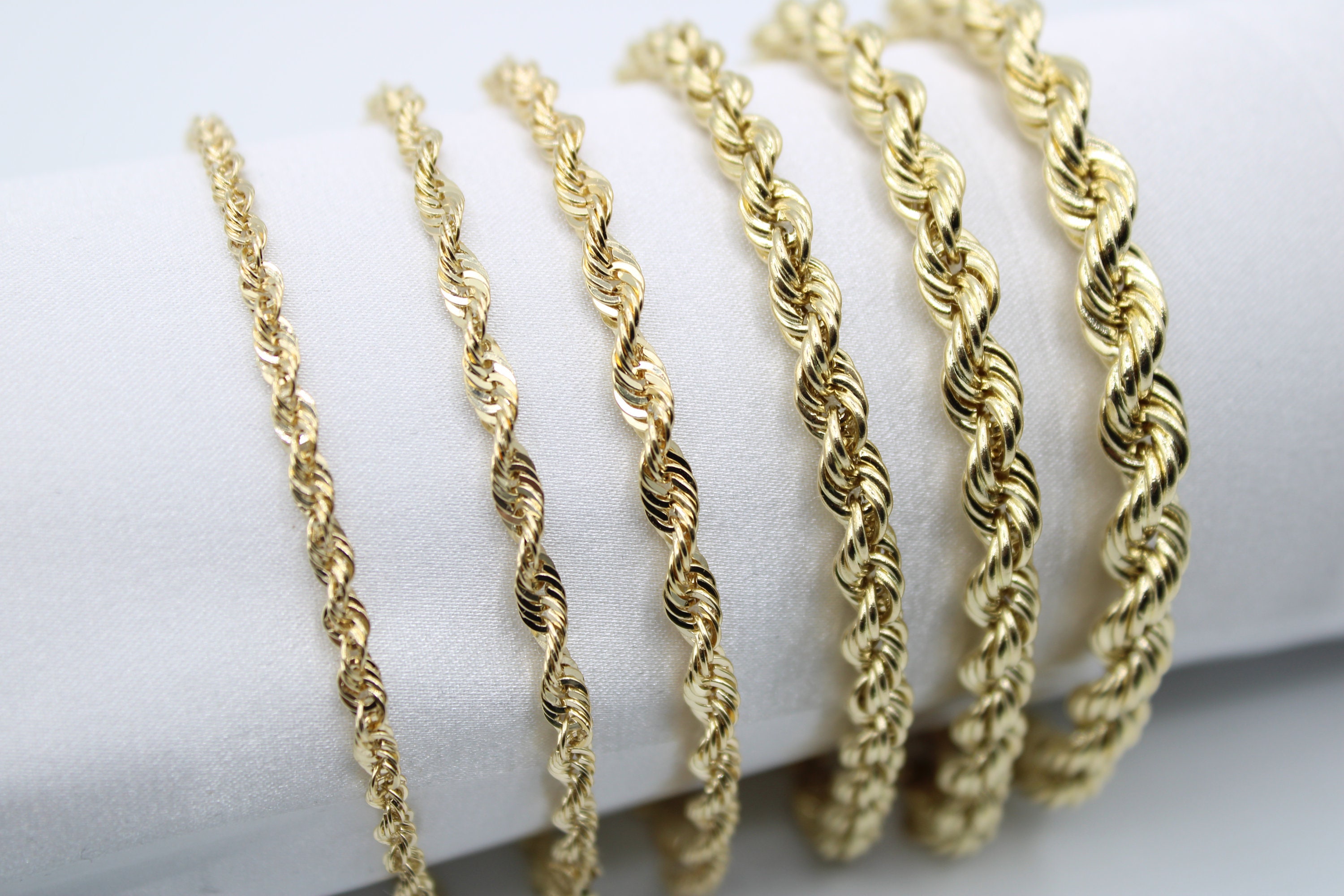 10K Gold Rope Chain Gold Rope Chain Bracelet 2mm 3mm 3.5mm - Etsy