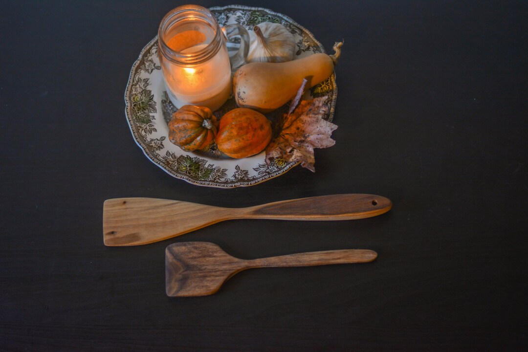 Handcrafted Walnut Spatula Set: Rustic Kitchen Utensils for Culinary ...