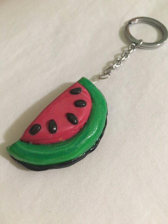Polymer Clay Watermelon Keychain | Etsy