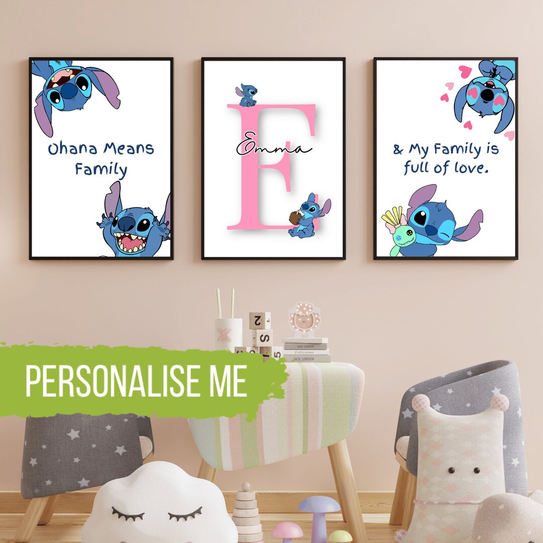 Disney Lilo and Stitch SET OF 3 Personalised Wall Art Prints - Etsy
