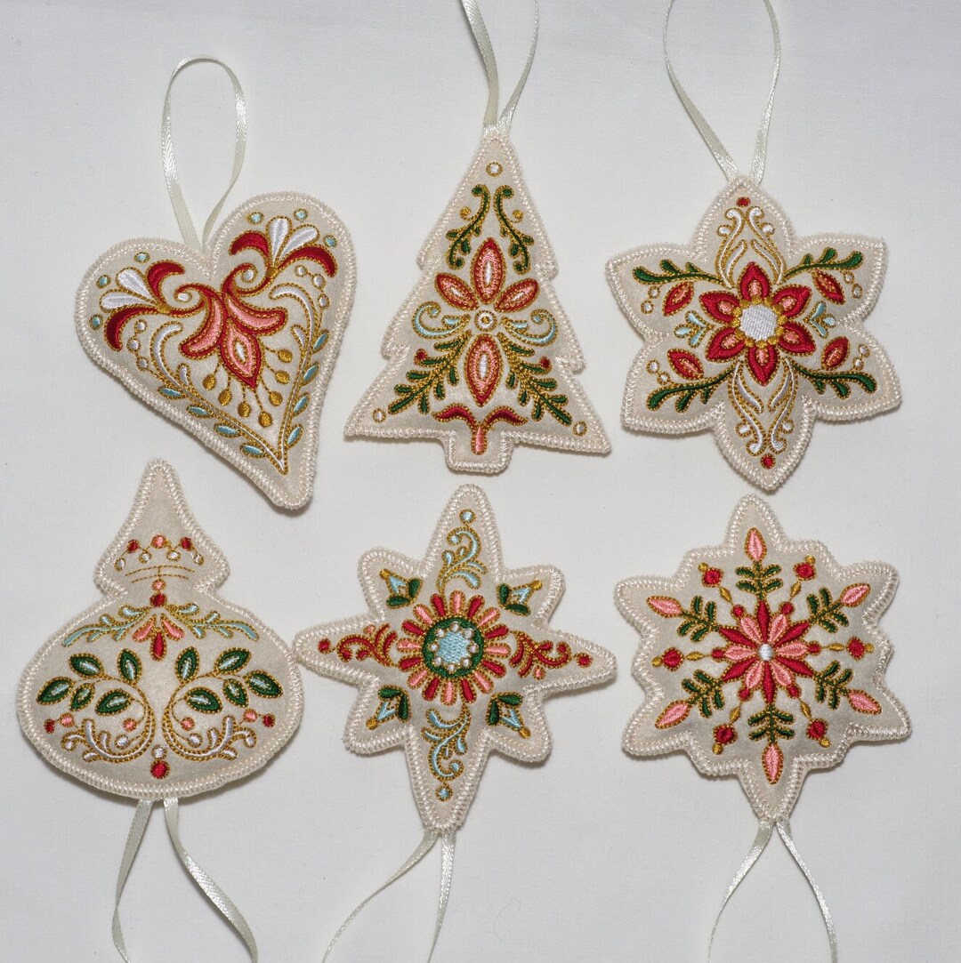 A Festive Filigree Christmas Ornaments, Felt Ornaments Set, Christmas ...