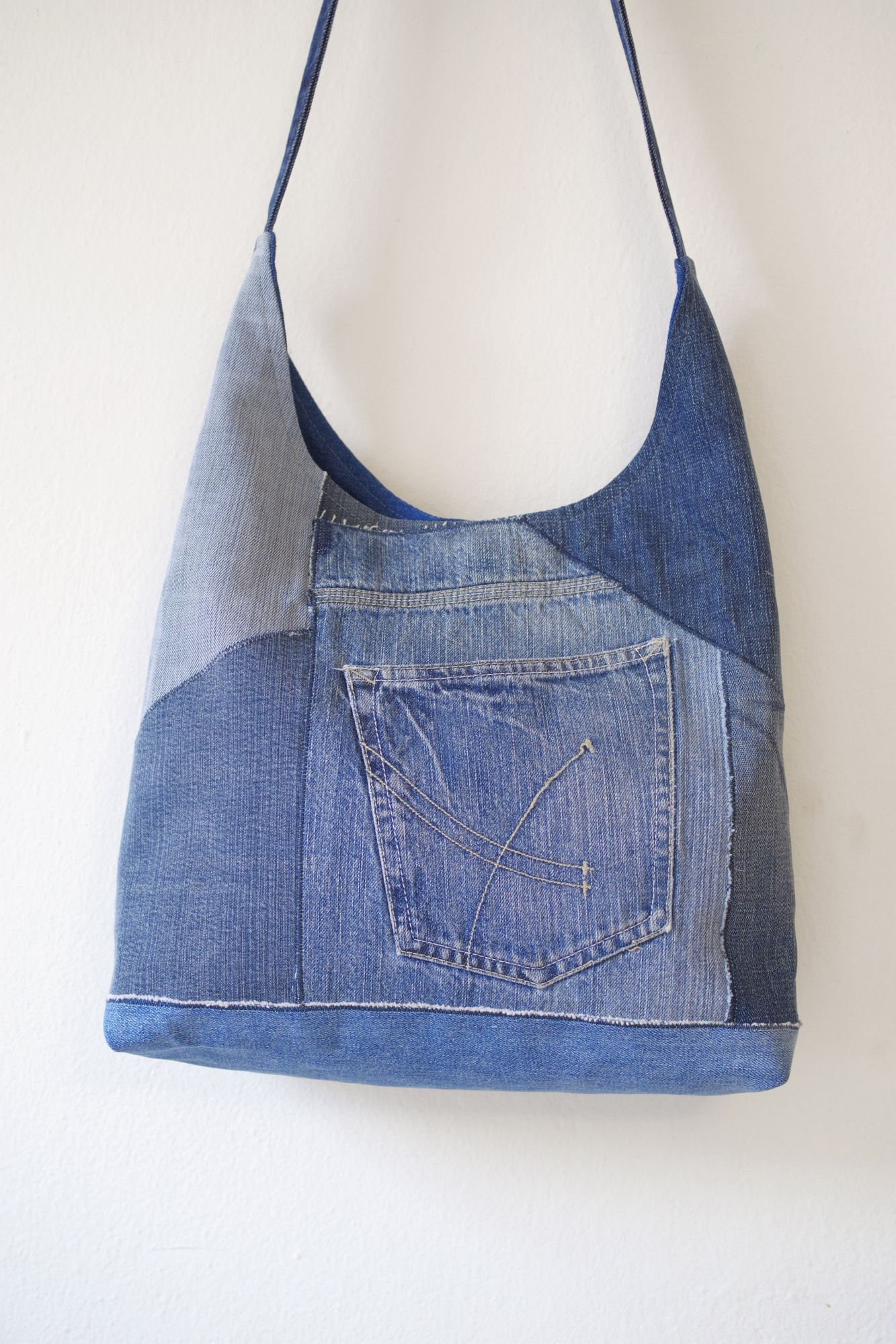 Denim Handbag Shoulder Bag Handmade 100% Recycledjean - Etsy