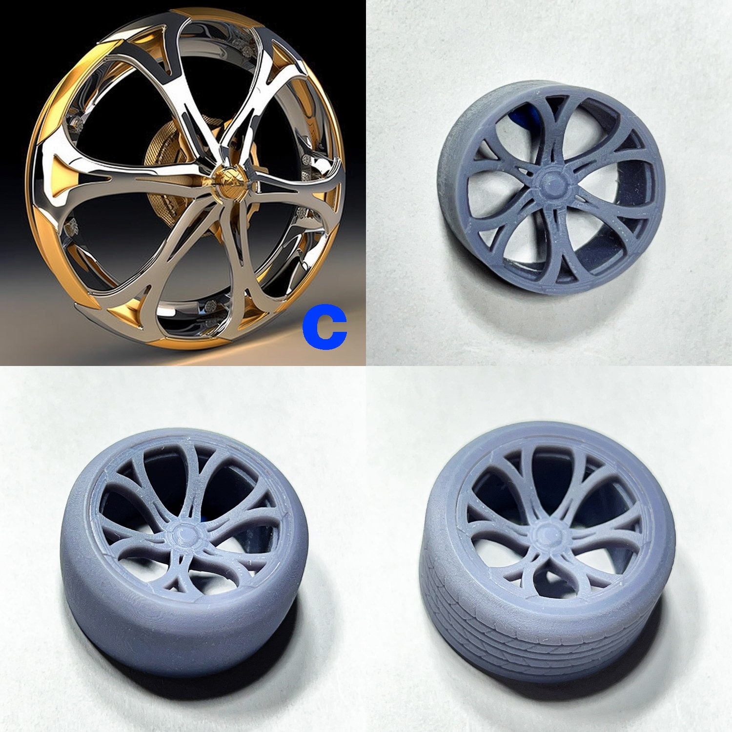 AI Designed Customer Wheels, 1/24 Wheel for Model Car, 3D Print - Etsy