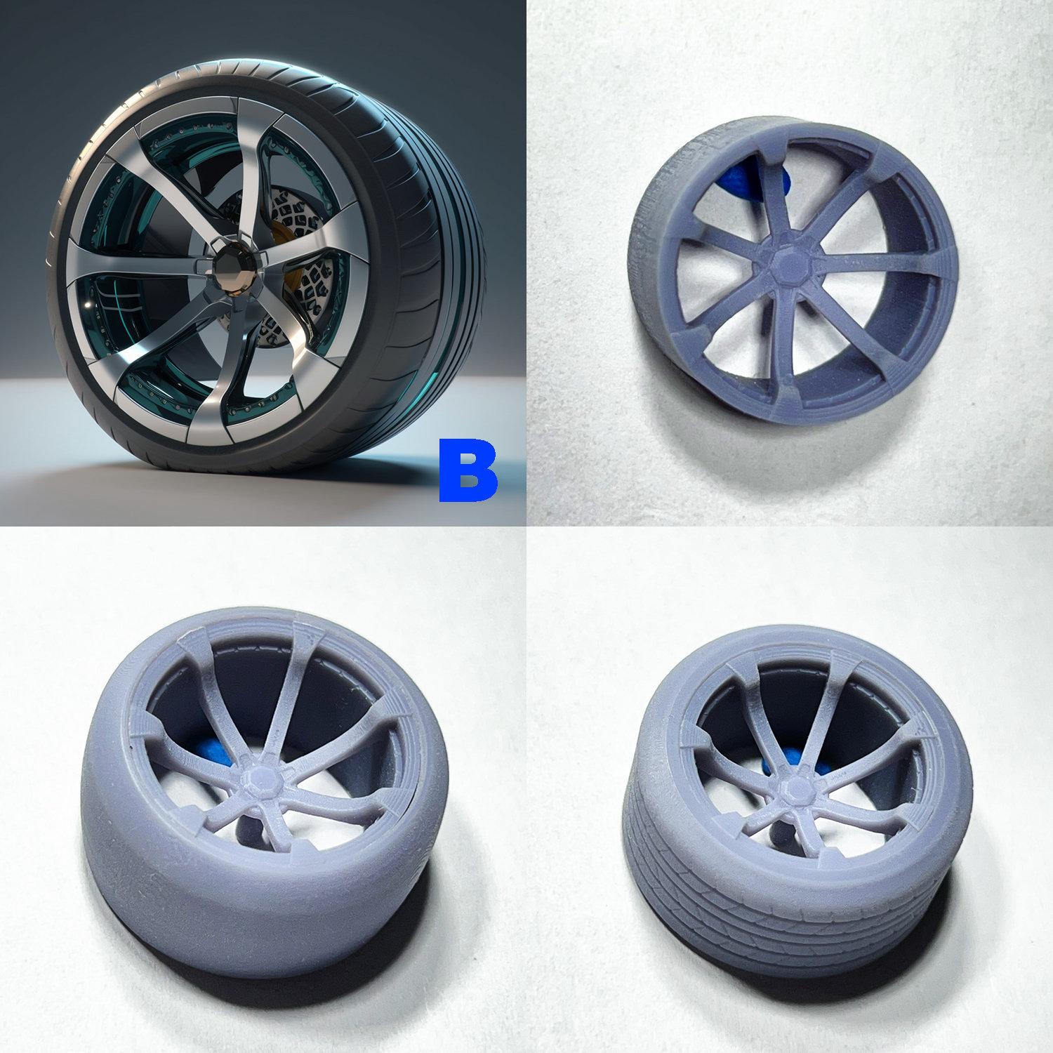AI Designed Customer Wheels, 1/24 Wheel for Model Car, 3D Print - Etsy