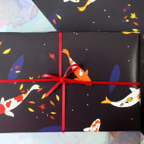 Koi Carp Gift Wrap Fish Design Luxury Wrapping Paper - Etsy