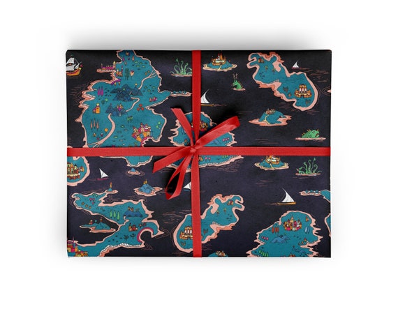 Treasure Map Wrapping Paper Pirate Party Nautical Gift | Etsy