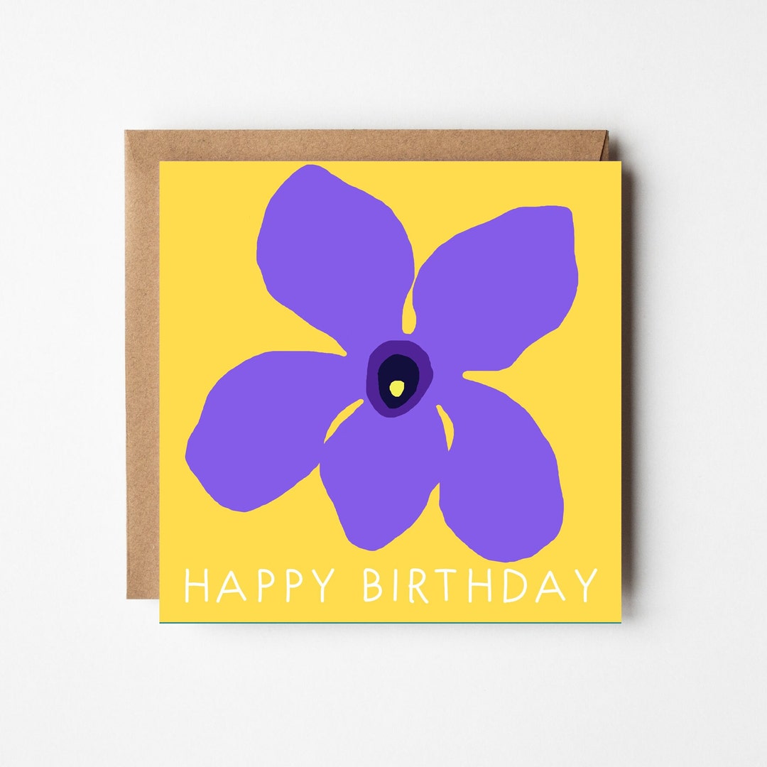 February Birthday Card Birth Flower Card Violet Card - Etsy
