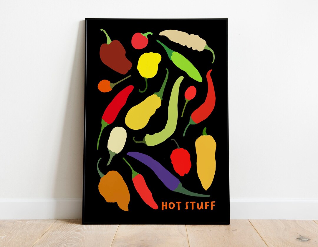 Chilli Poster Kitchen Art food Illustration Chilli Lover Gift - Etsy