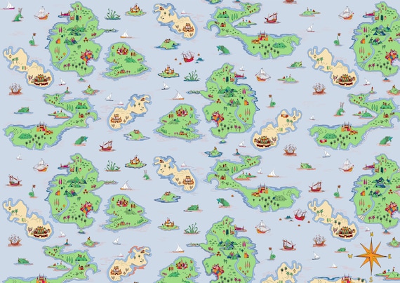 Craft Supplies & Tools Gift Wrap Treasure Map wrapping Paper Pirate ...