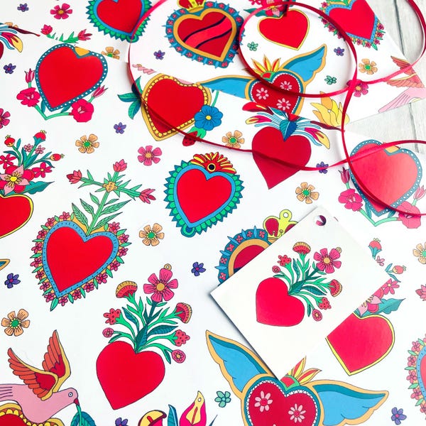 Hearts Wrapping Paper - Etsy