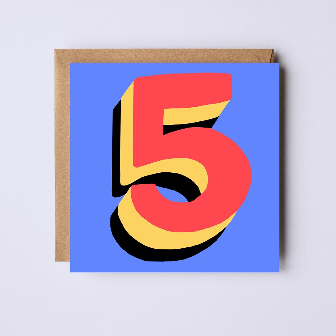 5th Birthday Card - Cool Birthday Card- Card for Boy or Girl - 5 Card ...