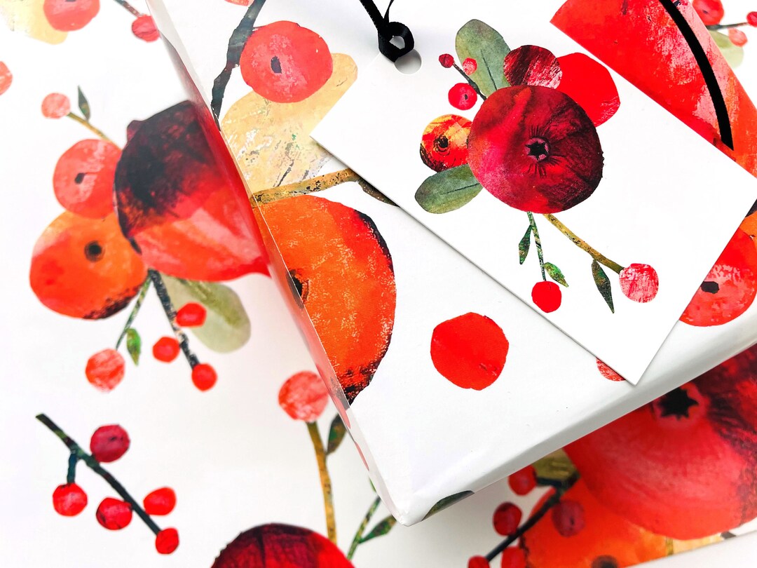 Luxury Wrapping Paper - Pomegranates and Berries - Festive Gift Wrap - Etsy