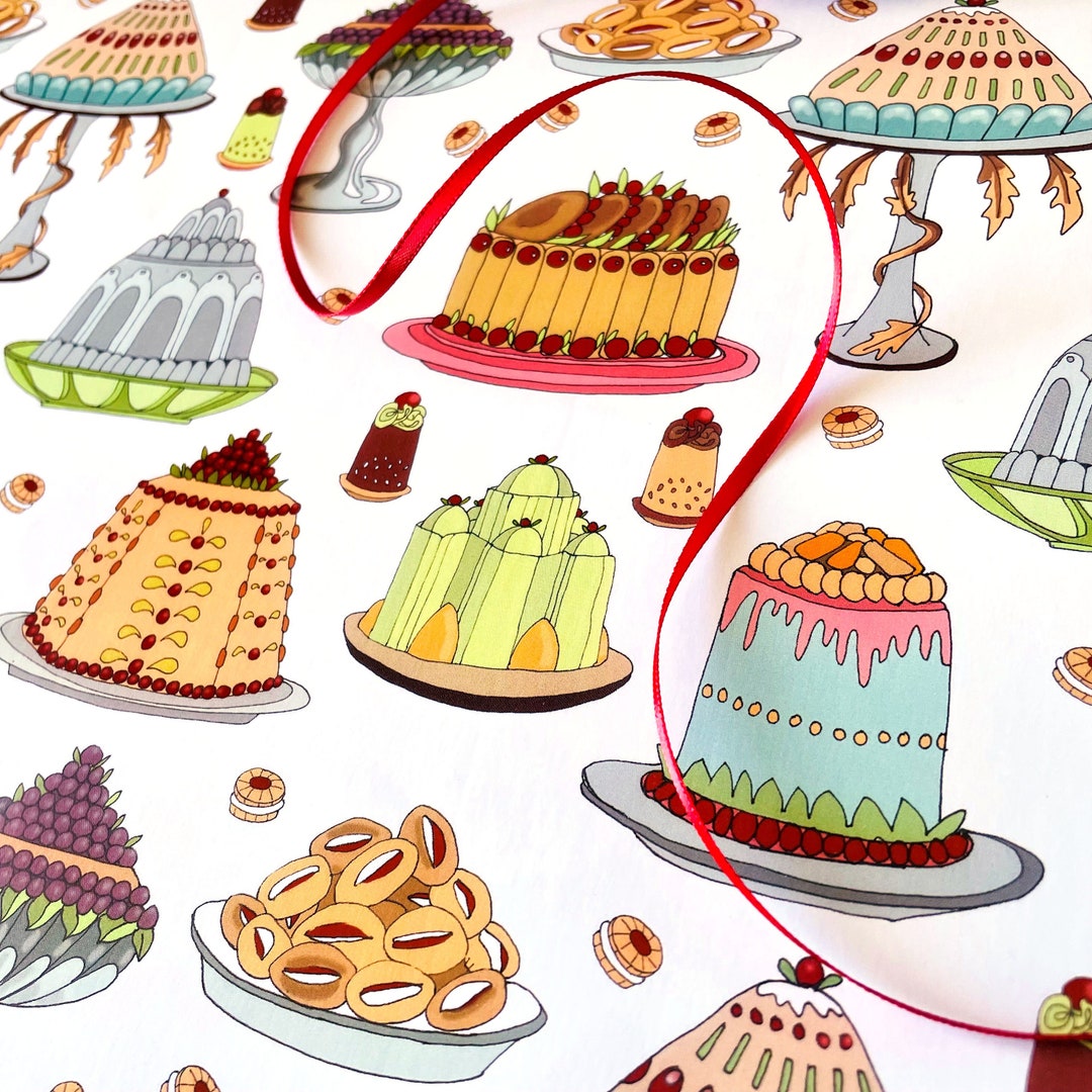 Cake Wrapping Paper- Birthday Cake Gift- Vintage Wrapping Paper - Etsy