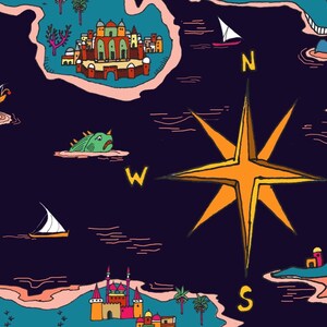 Treasure Map Wrapping Paper Pirate Party Nautical Gift Wrap Map ...