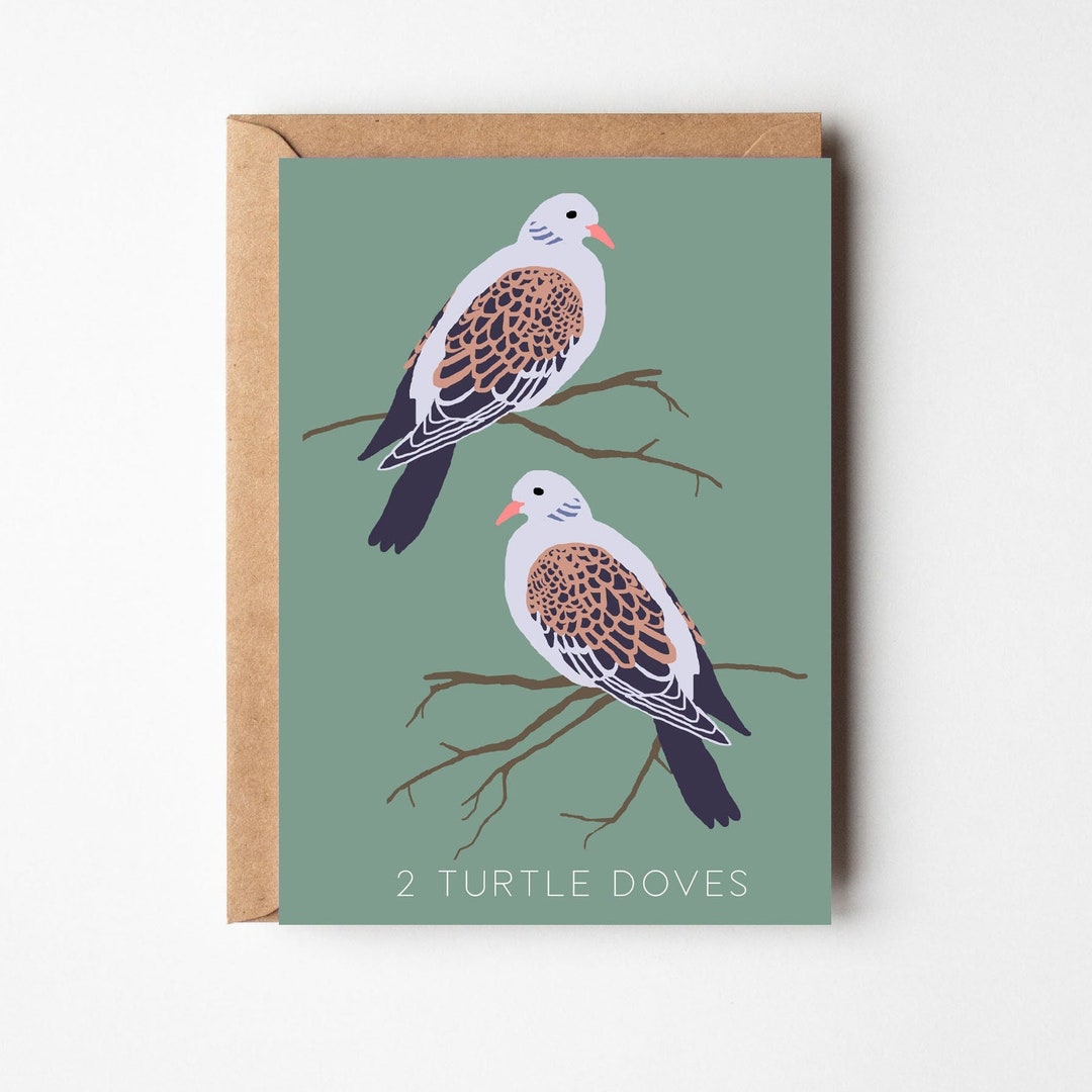 Turtle Doves Christmas Card 12 Days of Christmas Card - Etsy