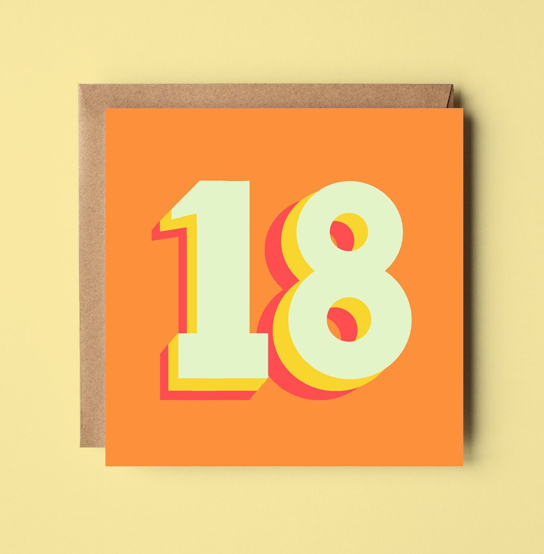 18th Birthday Card - Numerical Card - 18 Card - Adult Card - Etsy