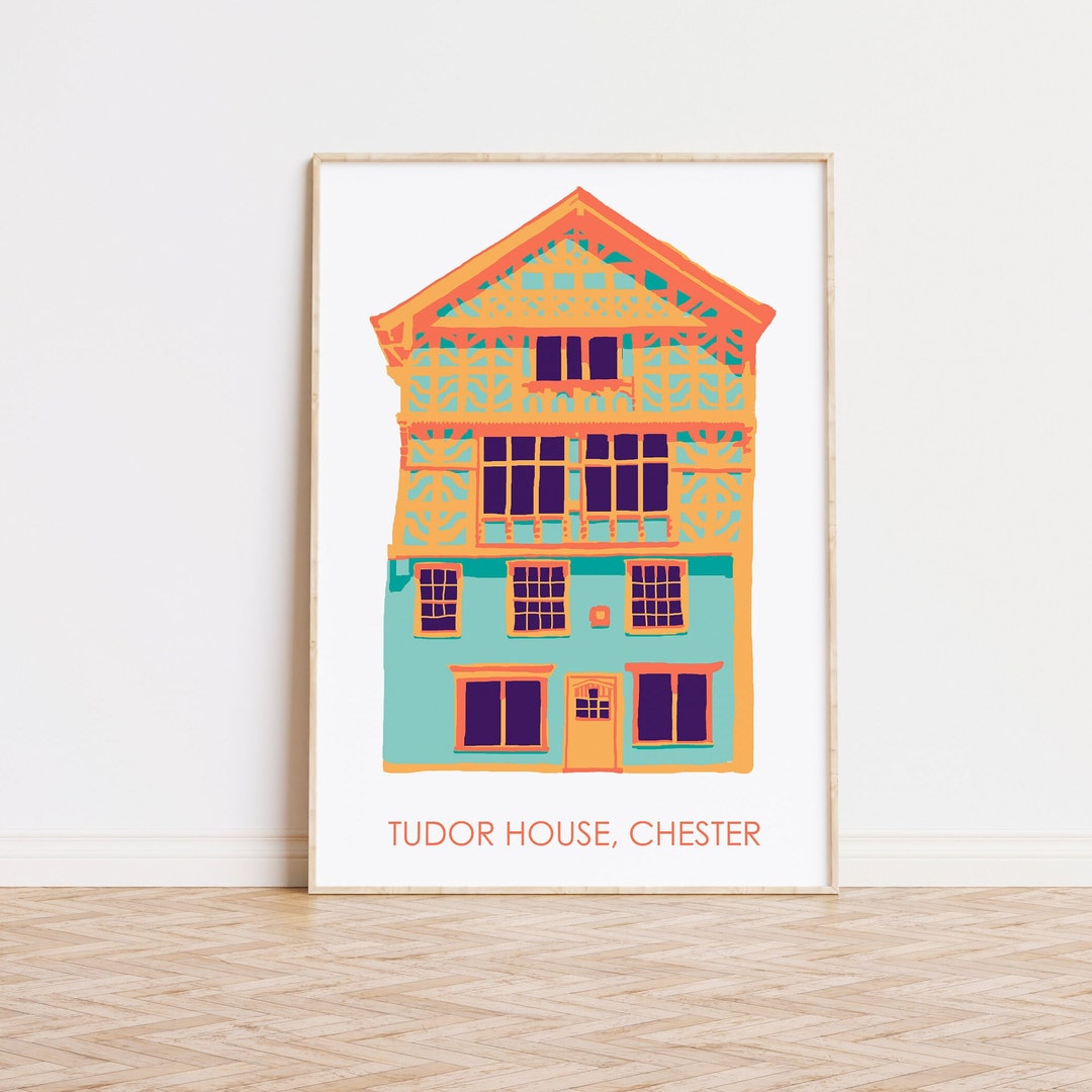 Tudor House- Chester Illustration - Chester Poster-house Illustration ...