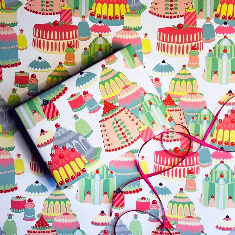Cake Wrapping Paper: Vintage Birthday Wrap - Etsy UK