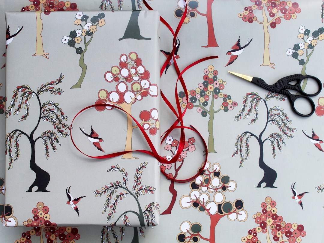 Japanese Pattern Gift Wrap- Blossom Pattern-willow Pattern Print - Etsy UK