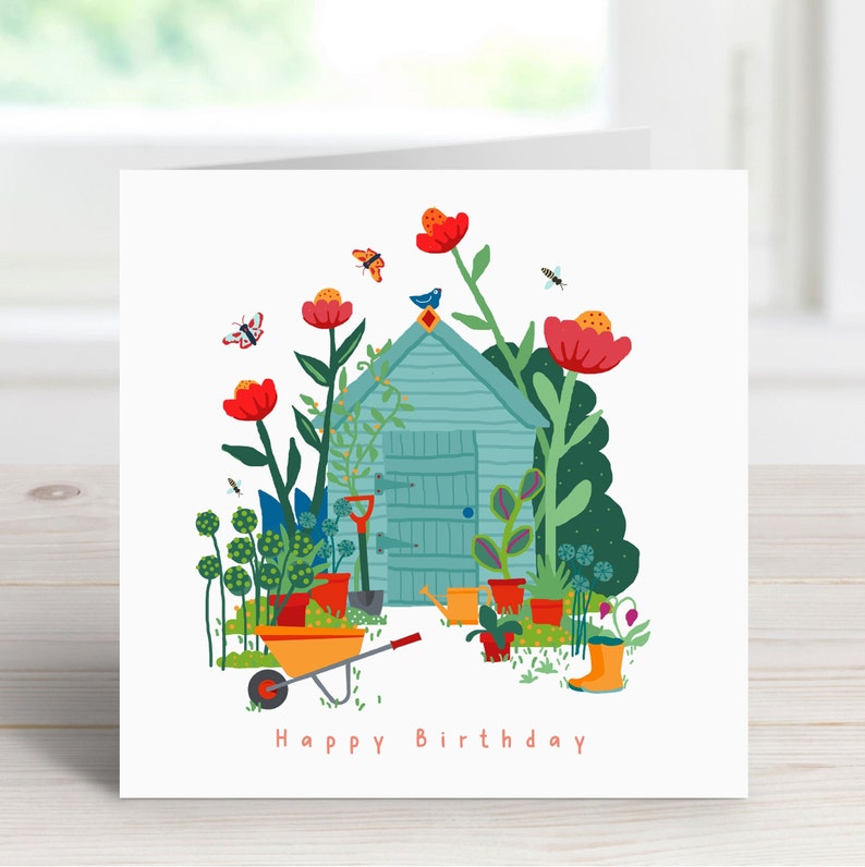 Shed Card Happy Birthday Card for Gardener Allotment Card | Etsy
