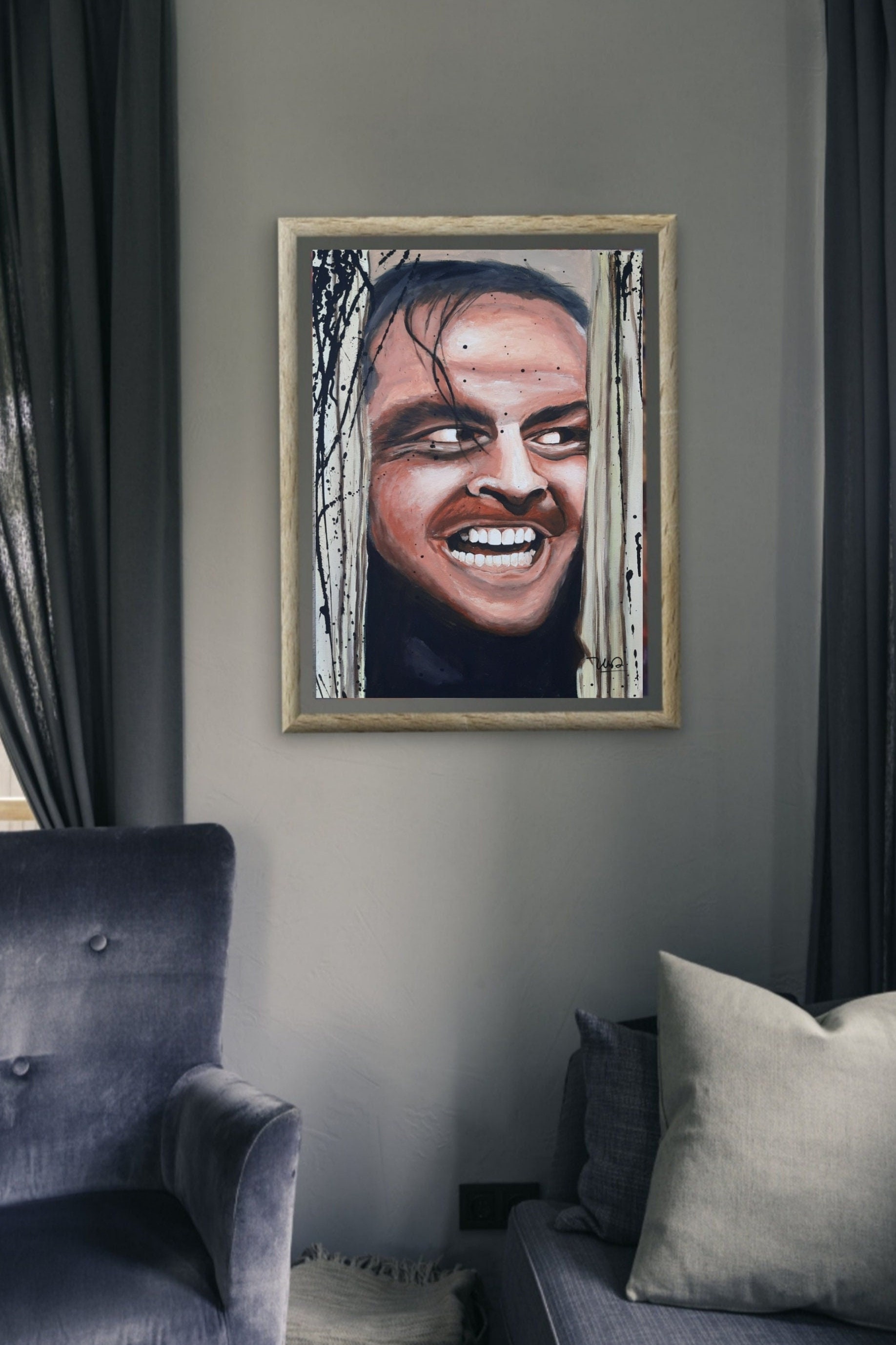 Shining "here's Johnny" Jack Nicholson Acrylic Painting Original by ...
