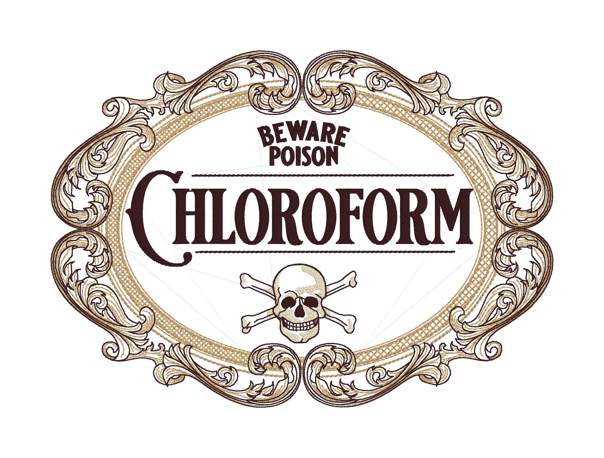6x10 Chloroform Poison Label Machine Embroidery Design 6x10 Hoop ...