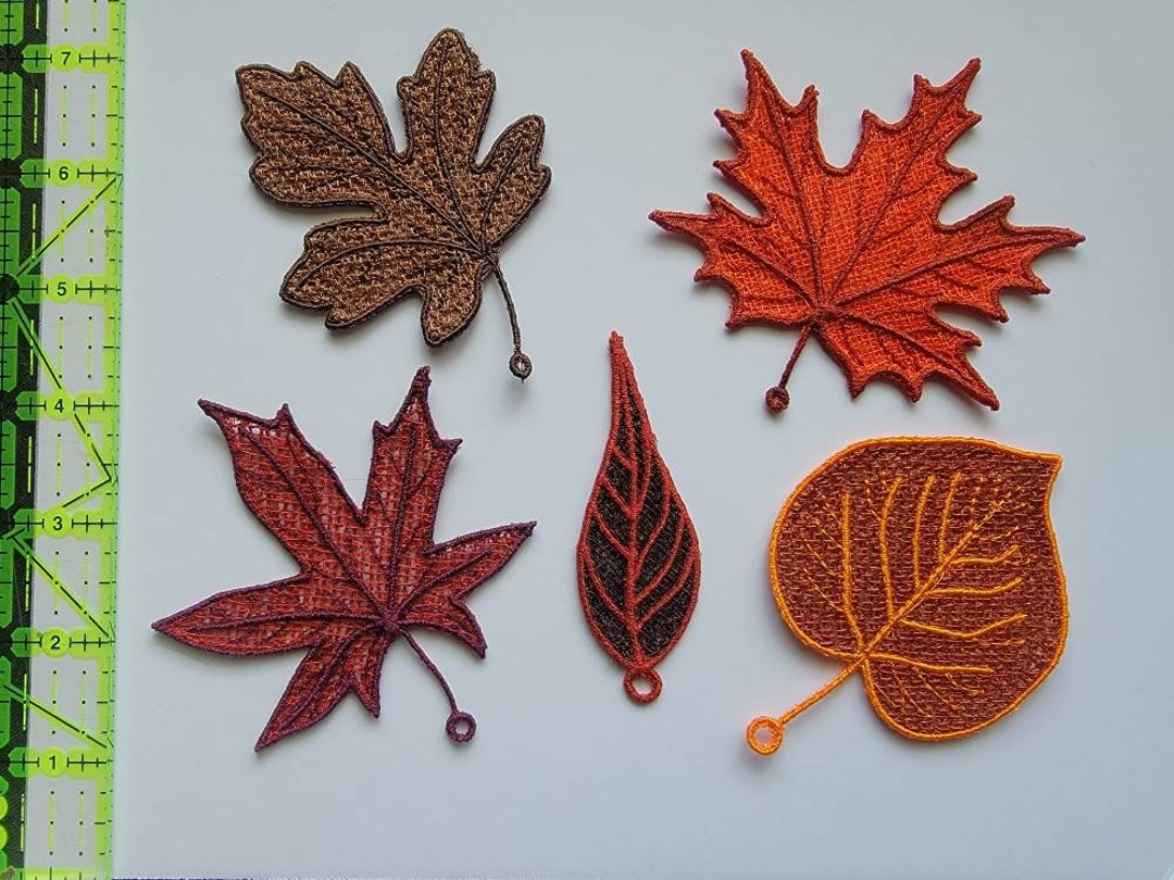 FSL Leaves Machine Embroidery Design 4x4 Hoop Thanksgiving Autumn Fall ...