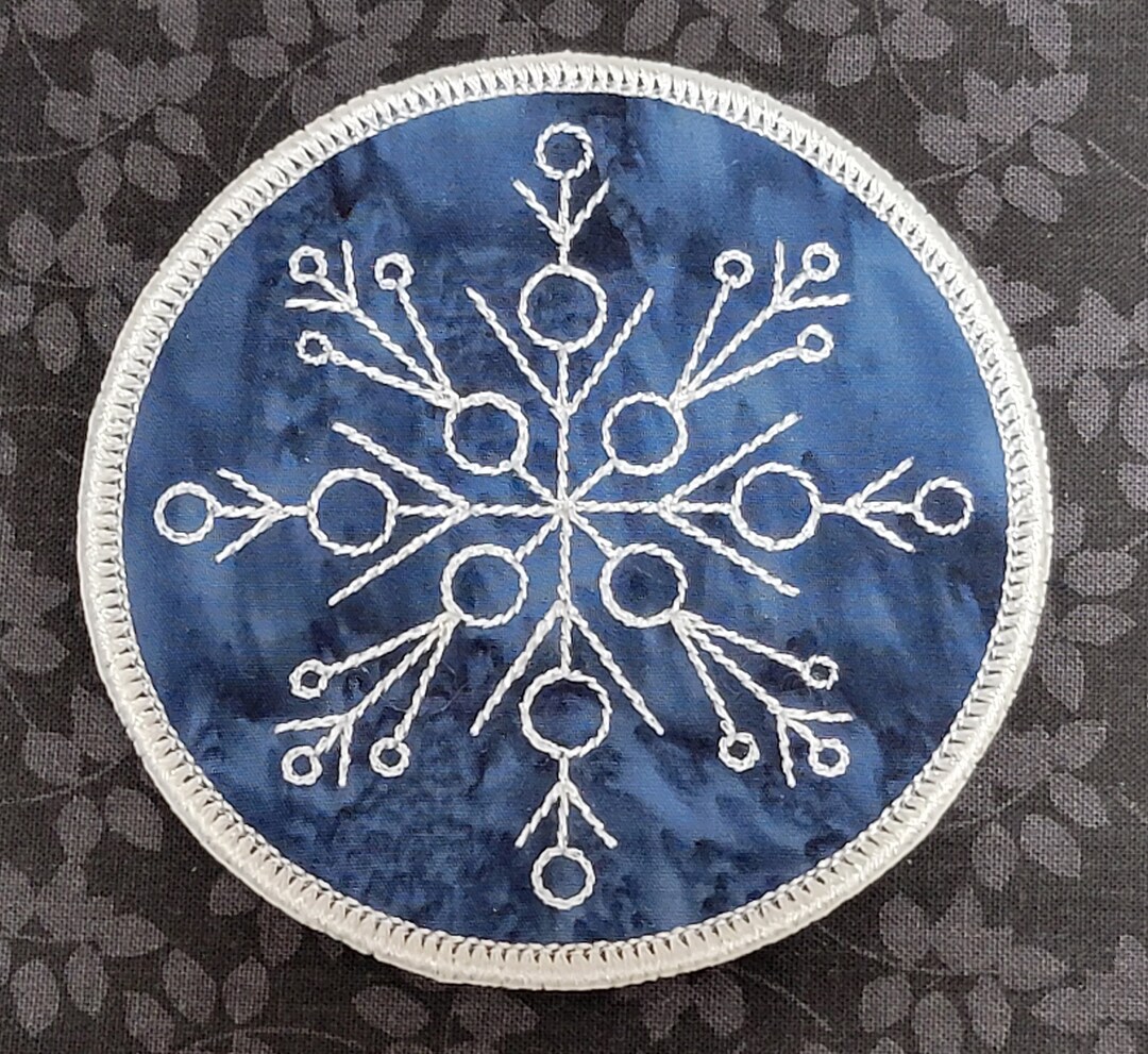 Mid Century Style Snowflake ITH Coaster Machine Embroidery Design 4x4 ...