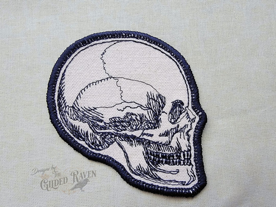 Skull Patch Machine Embroidery Design 4x4 Hoop Halloween Spooky ...