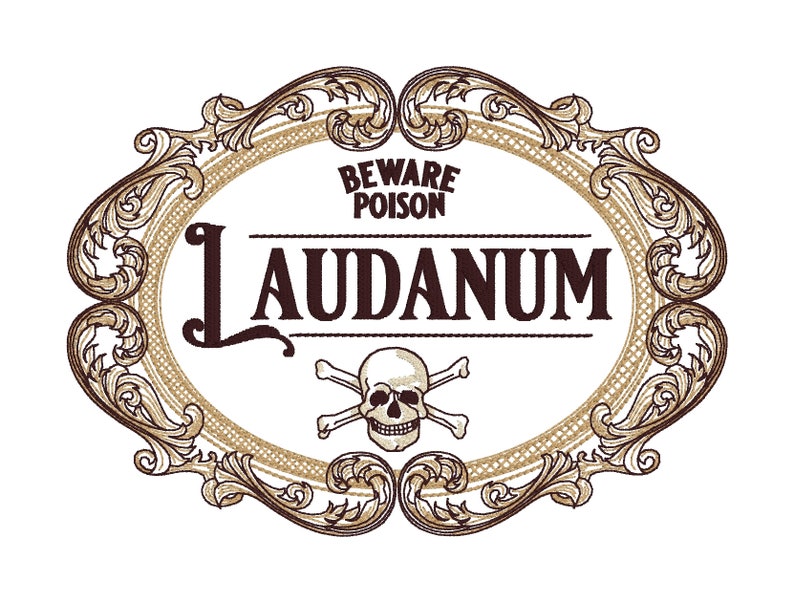 5x7 Laudanum Poison Label Machine Embroidery Design 5x7 Hoop Steampunk ...