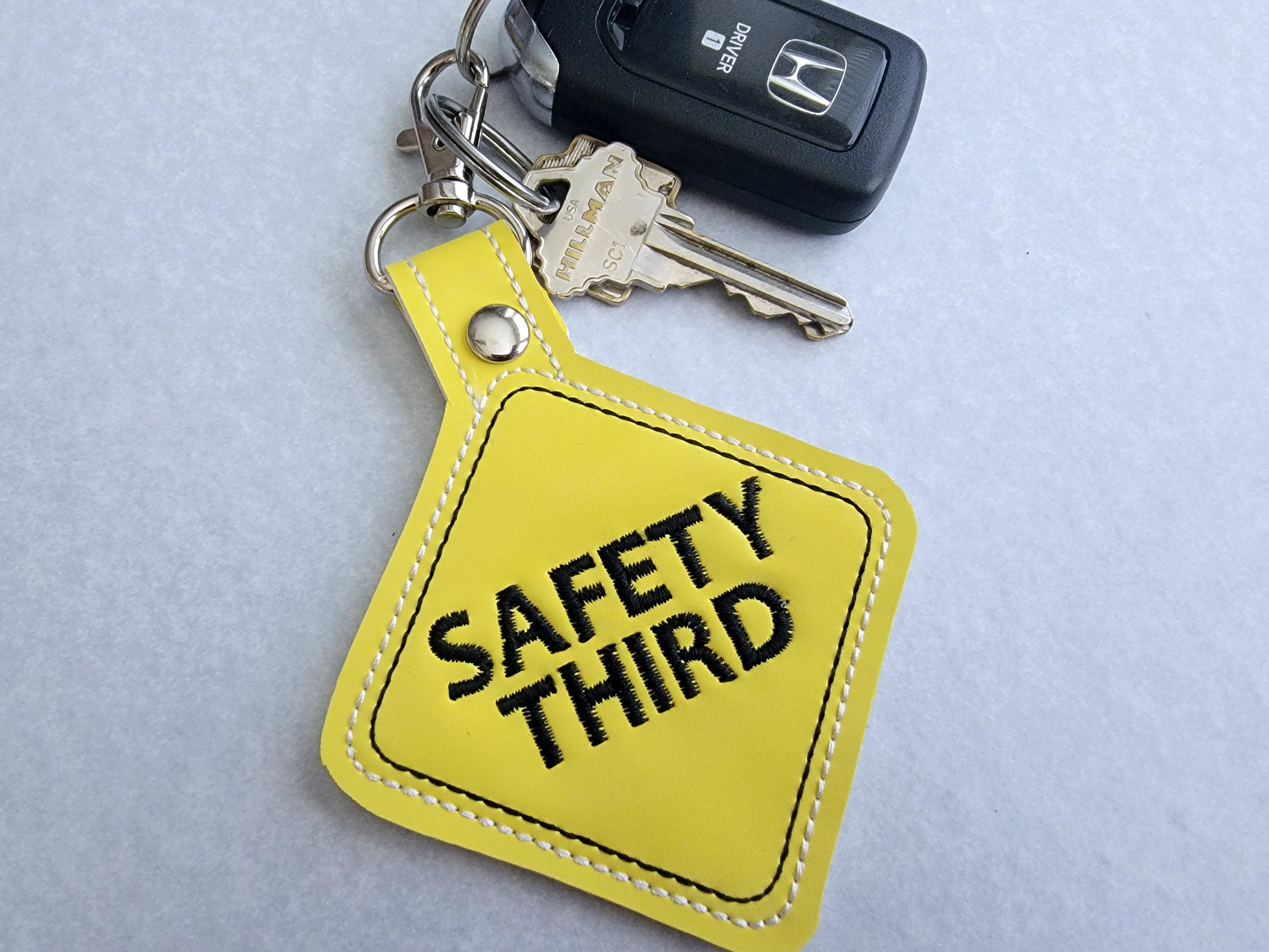 Safety Third in the Hoop Embroidery Design Key Fob Snap Tab 4x4 Hoop - Etsy