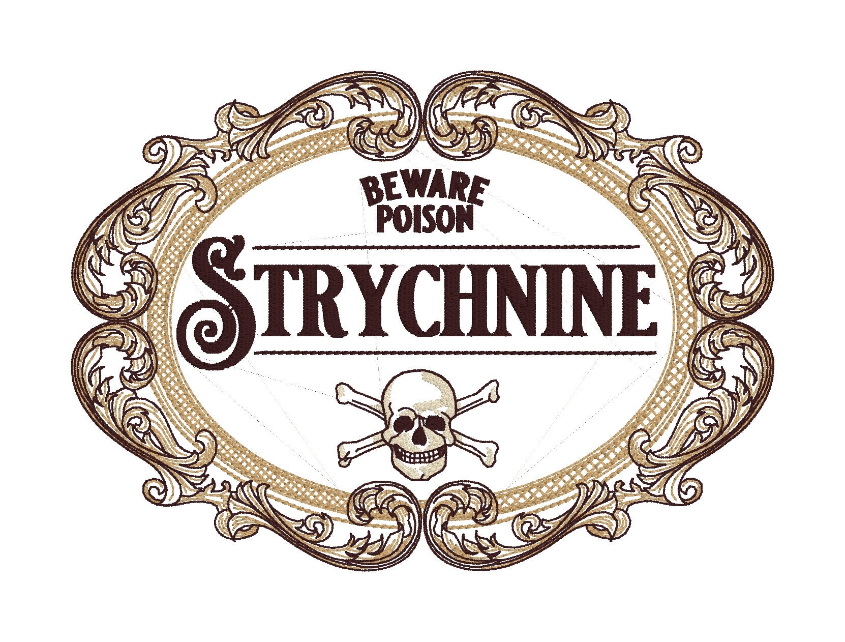 5x7 Strychnine Poison Label Machine Embroidery Design 5x7 Hoop ...