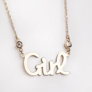 Script Necklace, Girl Necklace, Nameplate Necklace, CZ Necklace, Baby ...