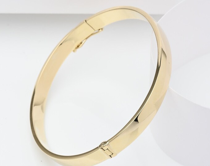 6.00mm Hinged Bracelet 14K Gold Bangle Bracelet Personalized - Etsy