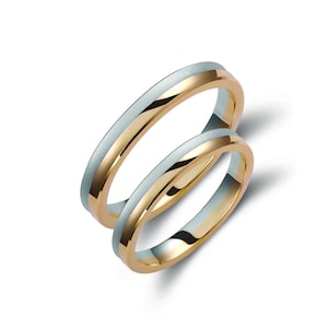 Two-tone Wedding Band, 3.5mm Wedding Bands Set, Minimalist Bands ...
