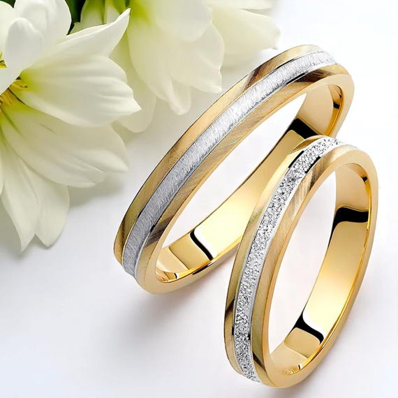 Two Tone Matching Wedding Bands