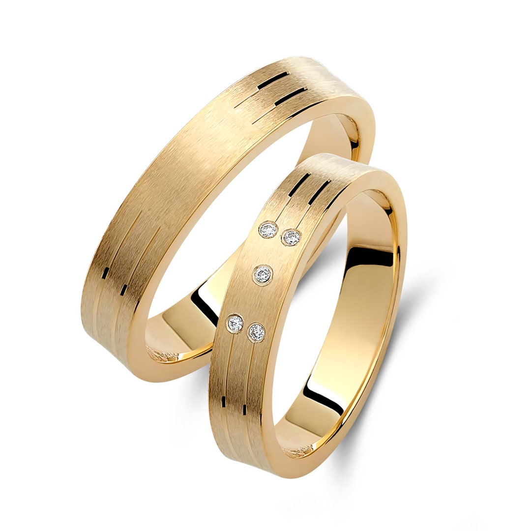 4mm Wedding Bands, Diamond Wedding Rings, His and Hers Rings, Matching ...