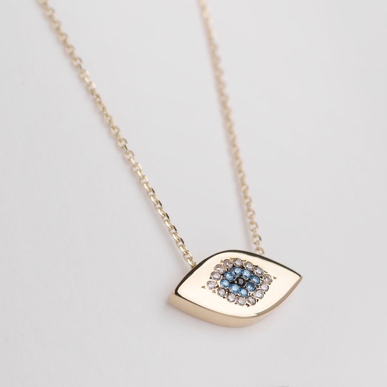 Oval Lucky Eyegold Eye Necklace With Czevil Eye Amuletgood - Etsy