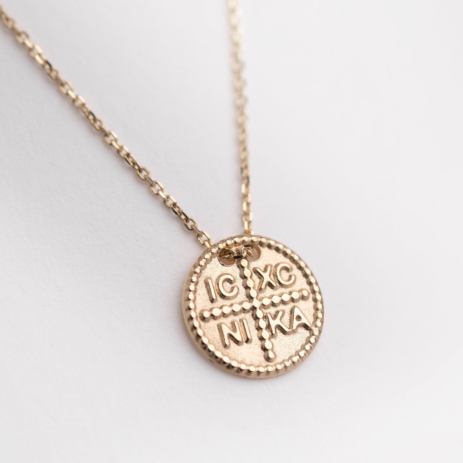 Gold Coin Necklace Gold Coin Cross Necklace Byzantine Coin - Etsy
