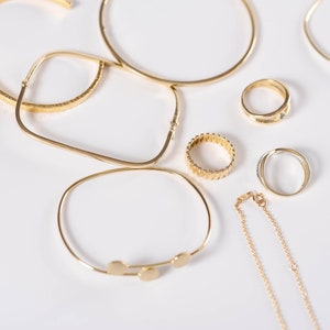 Square Bangle Bracelet, Custom Gold Bangle, 14K Gold Bangle , Hinged ...