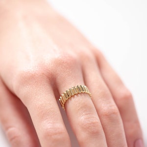 Ribbed Ring 14k Solid Gold Ring Vintage Art Deco Ring Gold - Etsy