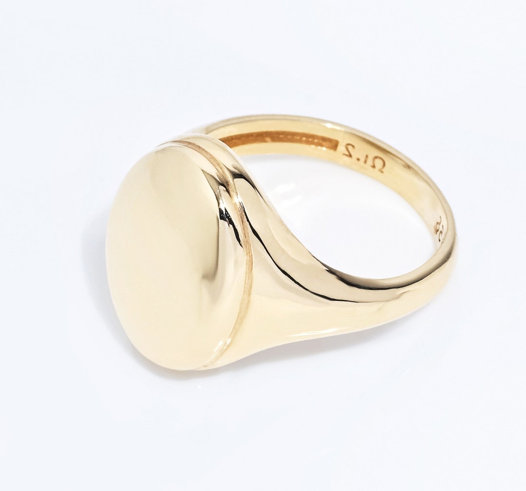 Oval Signet Ring, Engraved Ring, 14k Gold Ring, Gold Signet Rings ...