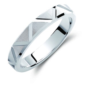 3.5mm Wedding Bands, Triangle Ribbed Ring, His and Hers Rings, Matching ...